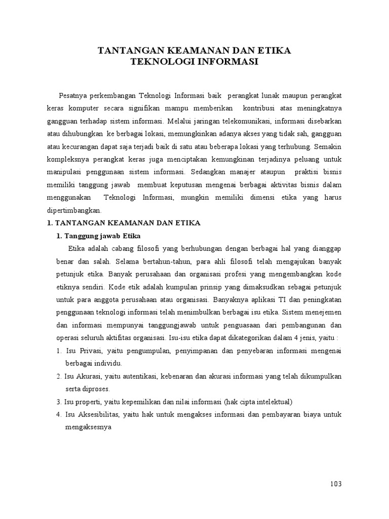Tantangan Keamanan Dan Etika Teknologi Informasi | PDF