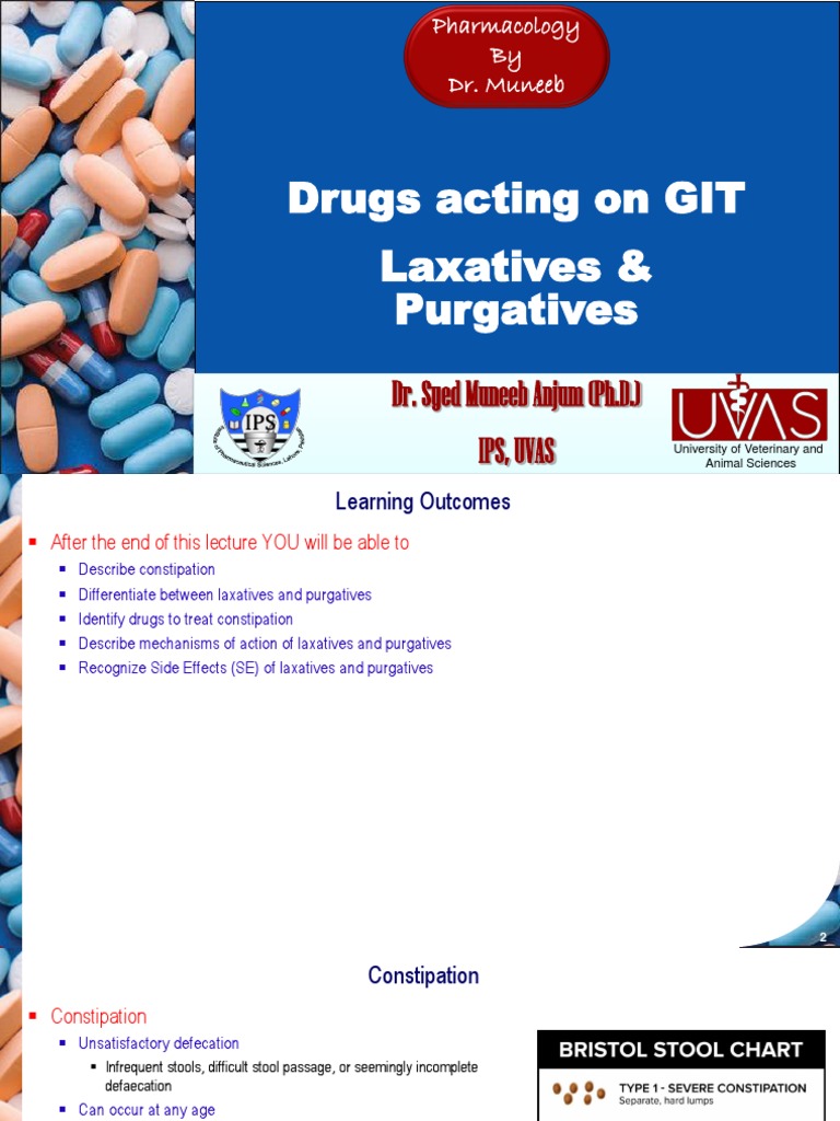 Drugs Acting On GIT Laxatives & Purgatives: Dr. Syed Muneeb Anjum (PH.D ...