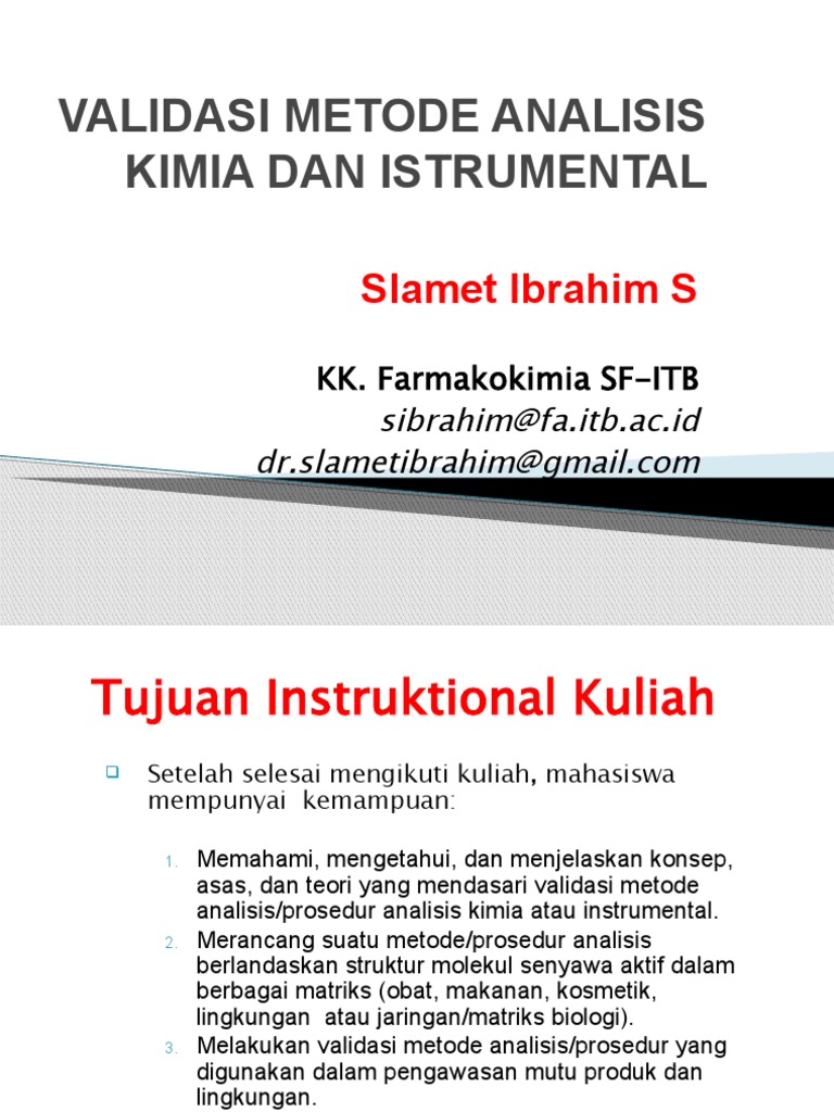Validasi Metode Analisis Kimia Dan Instrumental | PDF | Sains & Matematika | Komputer
