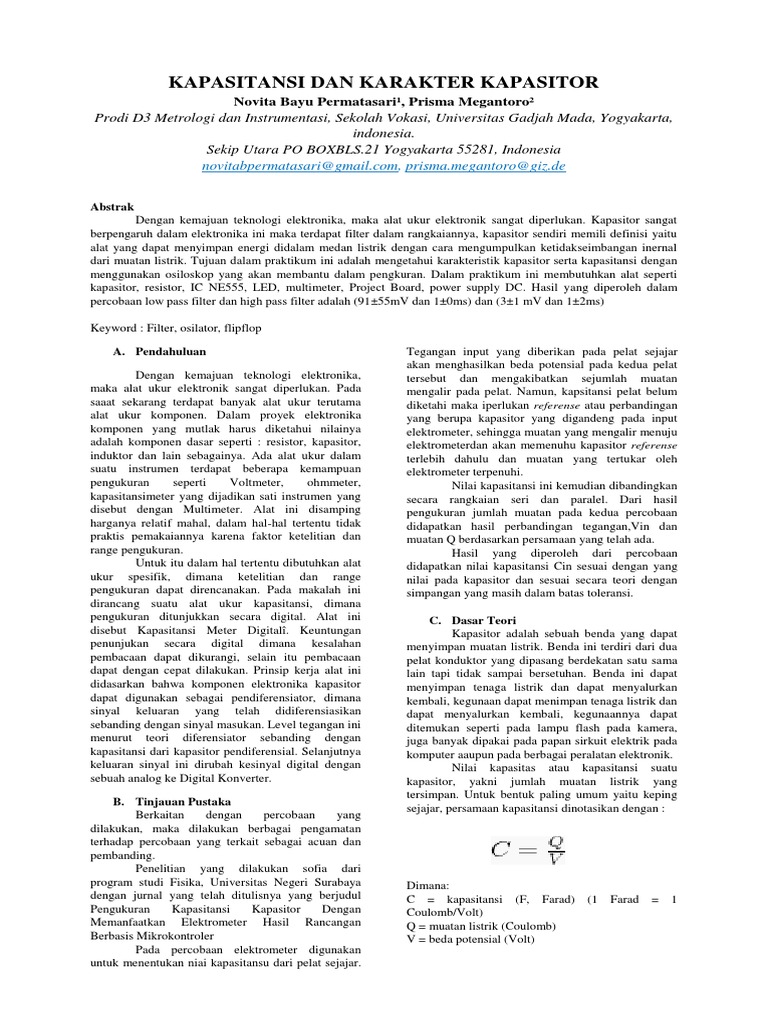 Kapasitansi Dan Karakter Kapasitor | PDF
