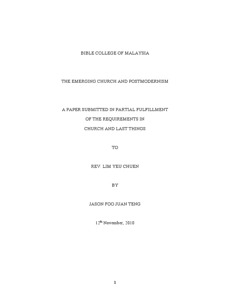 The Emerging Church and Postmodernism | PDF | Emerging Church ...