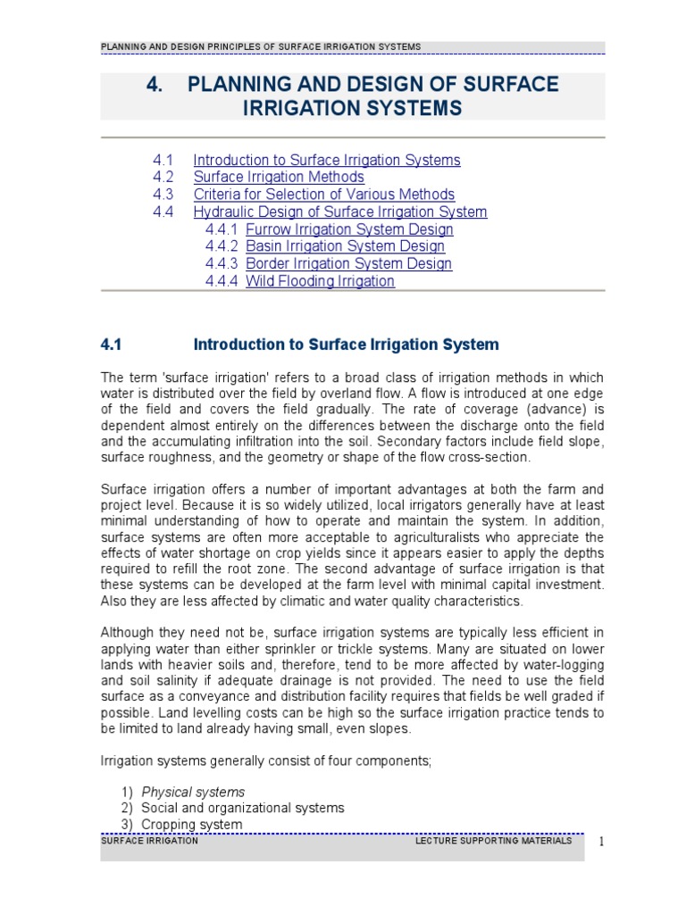 Chapter 4. Surface Irrigation | PDF | Irrigation | Plough