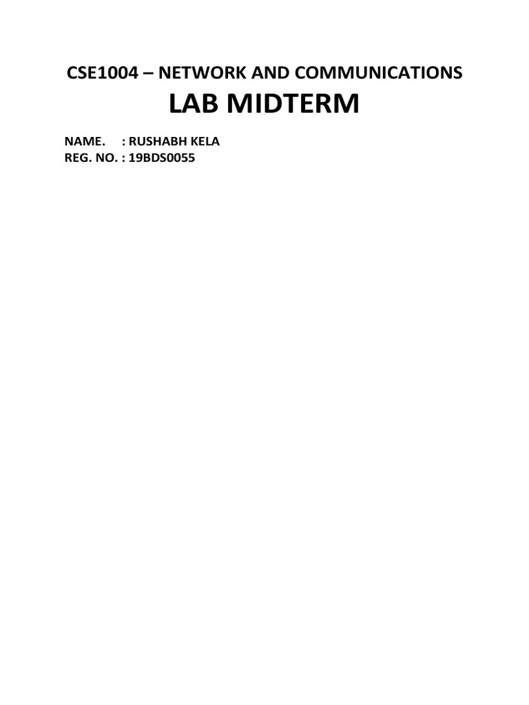 Lab Midterm: Cse1004 - Network and Communications | PDF | Computers