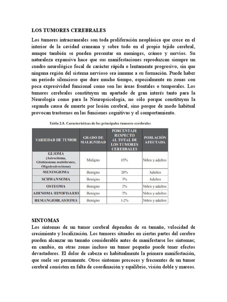 Los Tumores Cerebrales | Descargar gratis PDF | Tumor cerebral | Glioma
