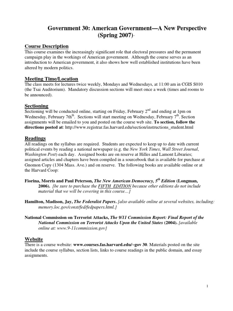 American Government Course Overview | PDF | United States Congress ...