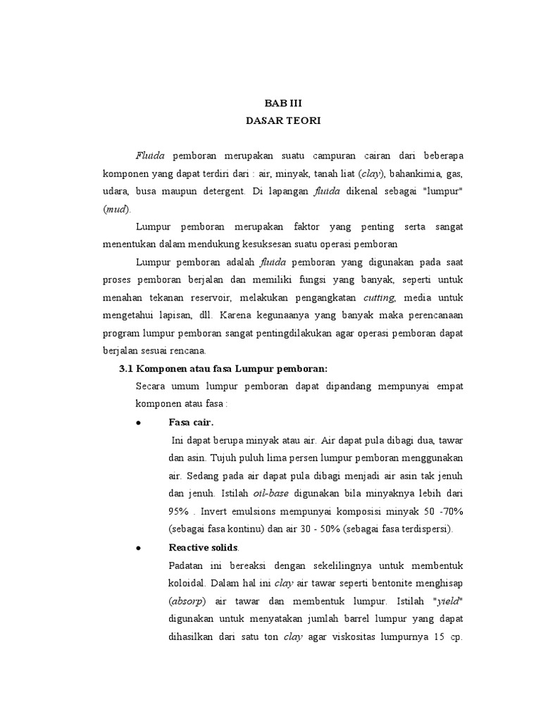 DASAR TEORI LUMPUR PEMBORAN | PDF