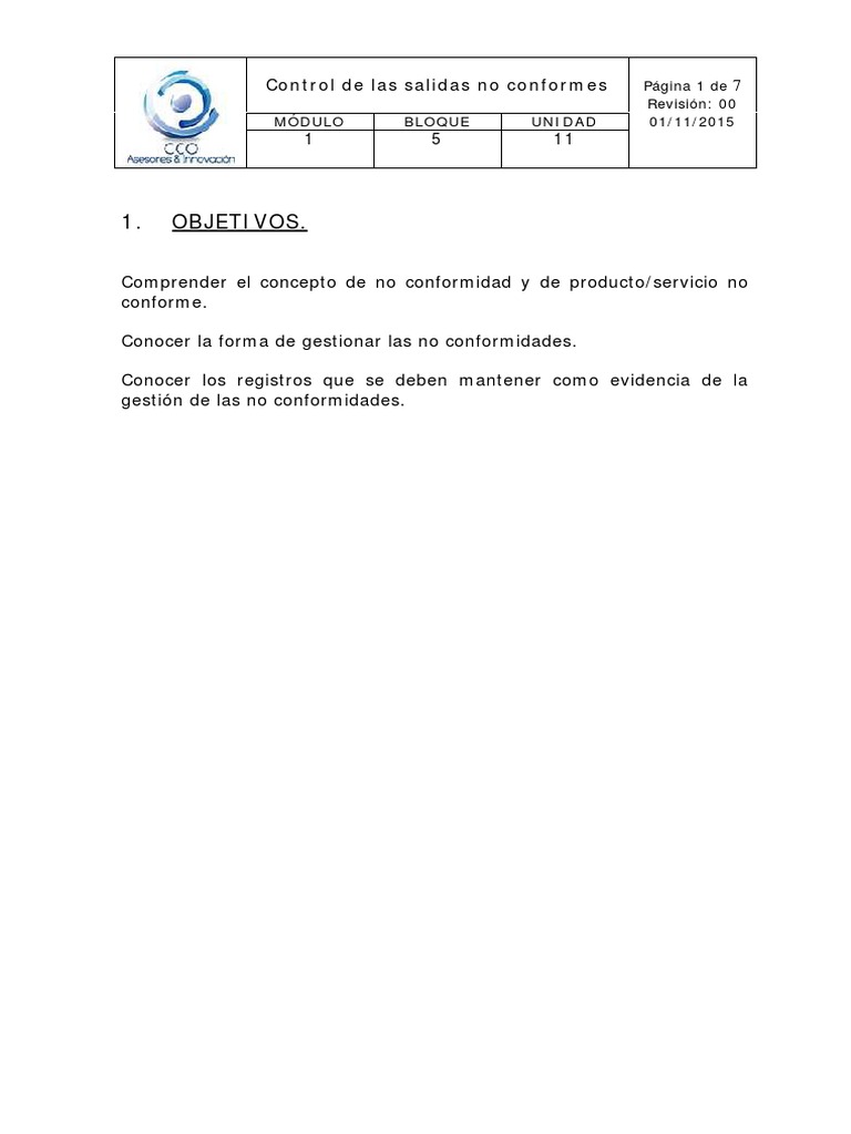 Gestión de Salidas No Conformes ISO 9001 | PDF | Empresas | Cliente