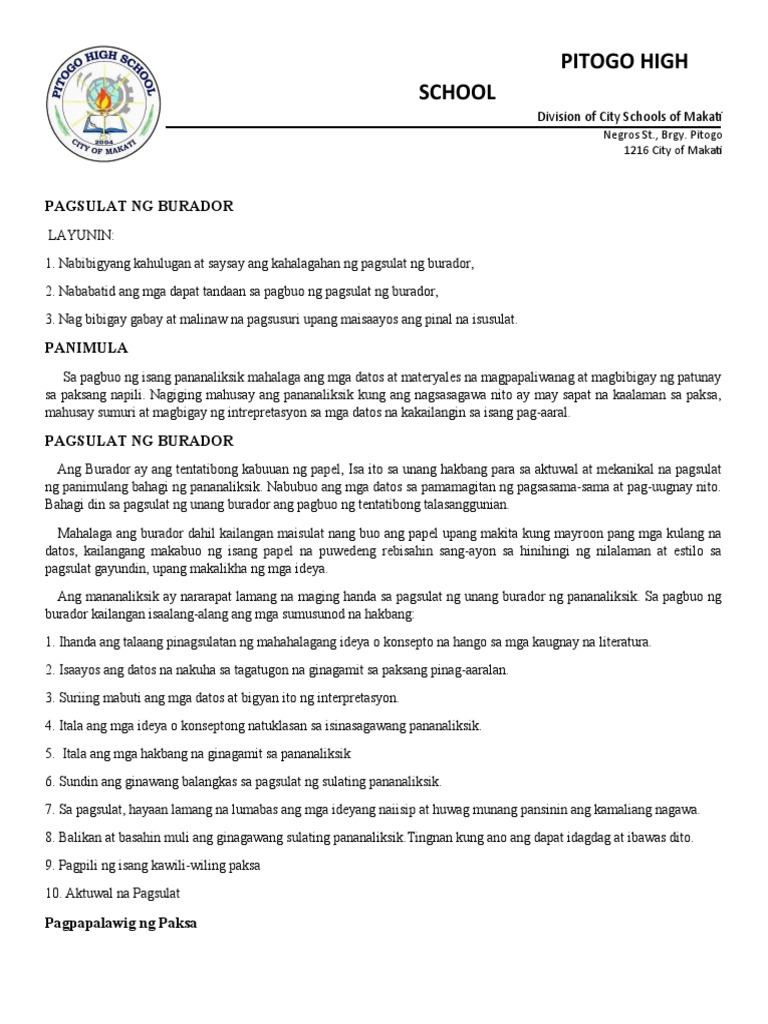 PAGSULAT NG BURADOR (Modyul 5 Group 2) | PDF
