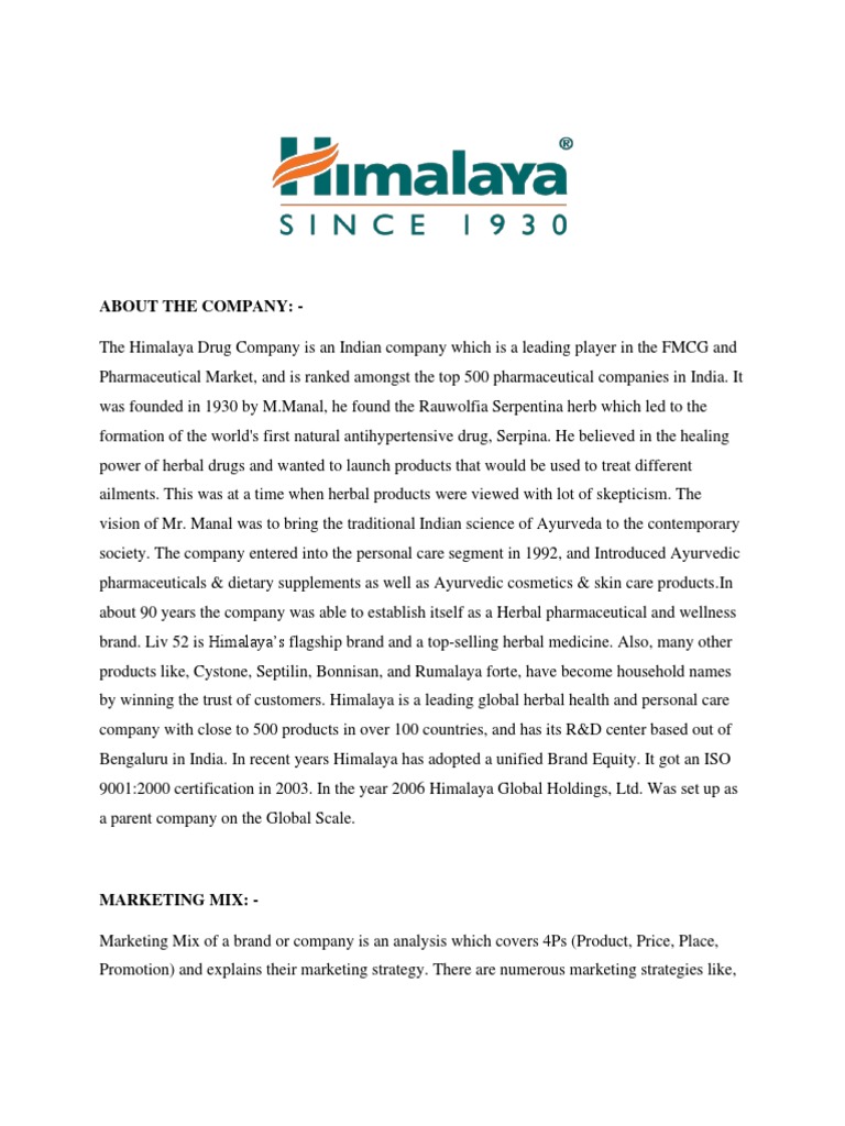 HIMALAYA Marketing Mix | PDF | Pricing | Advertising