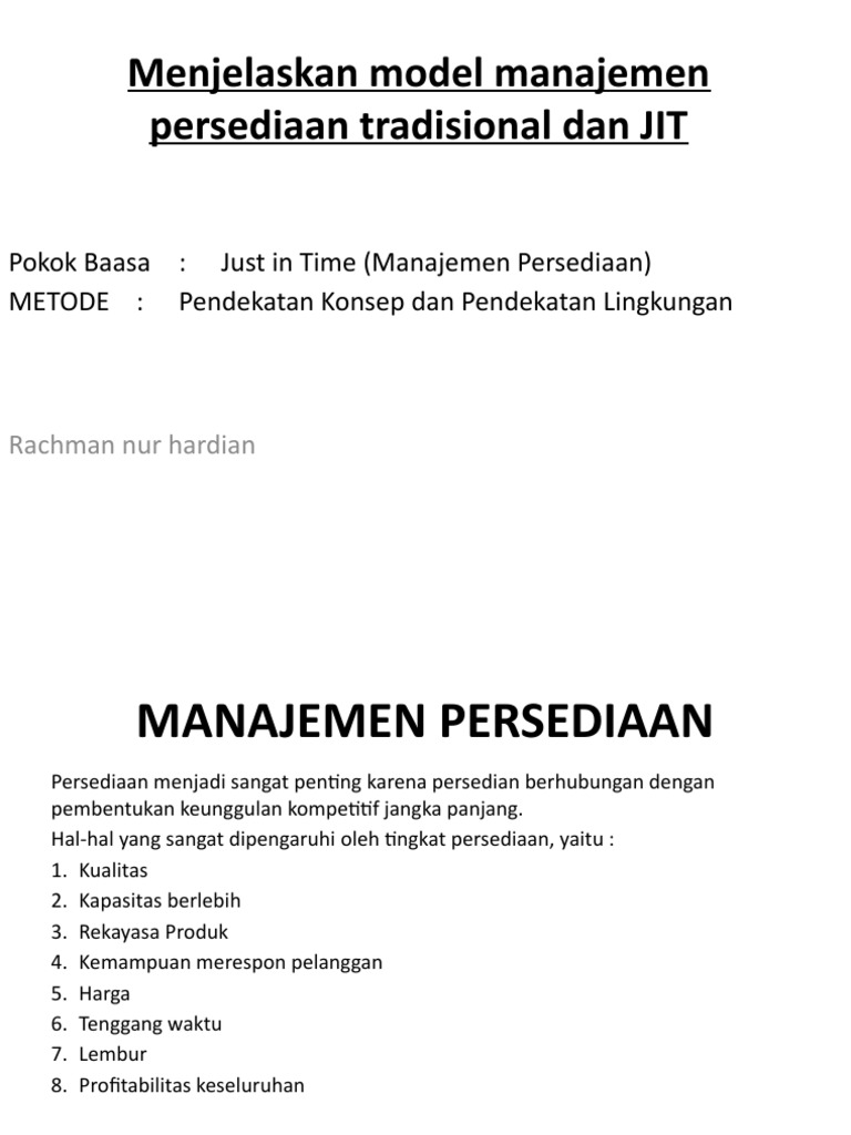 Perbedaan Persediaan Tradisional Dan JIT | PDF
