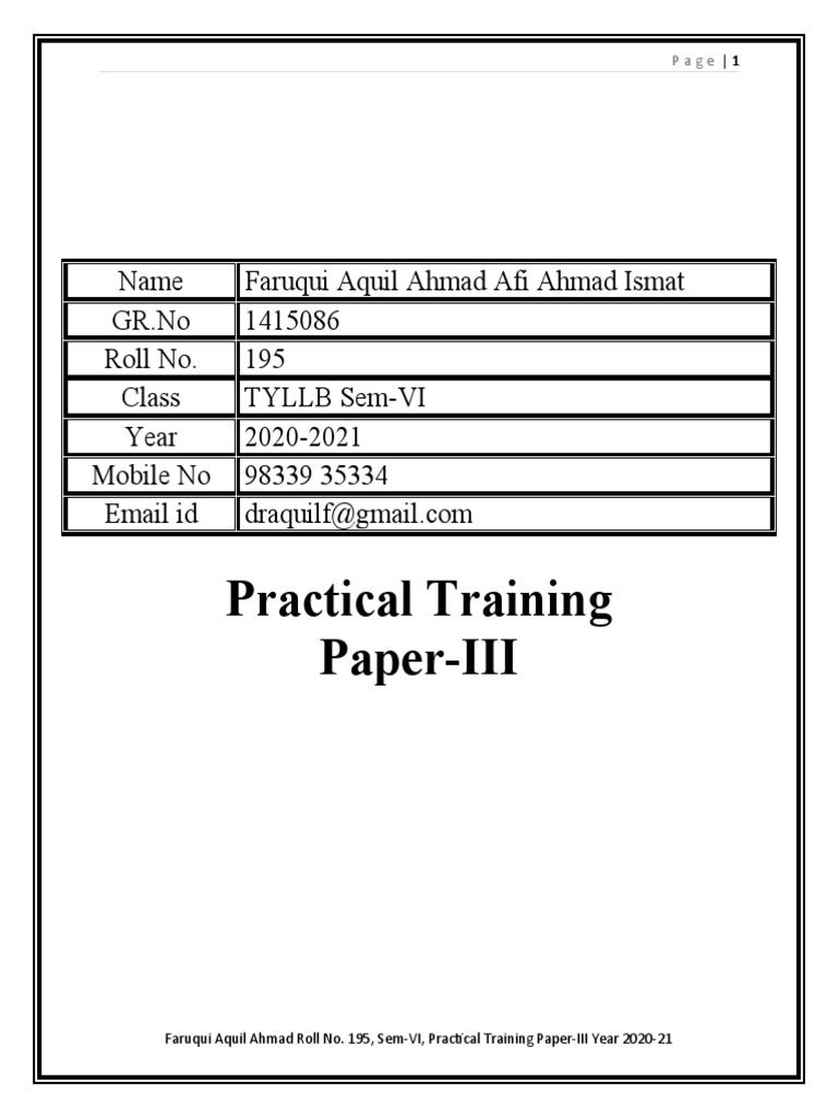 Practical Training Paper-III Affidavit | PDF | Affidavit | Notary Public