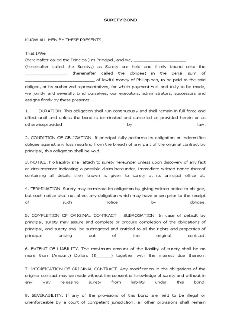 Sample Bond | PDF | Surety | Law And Economics