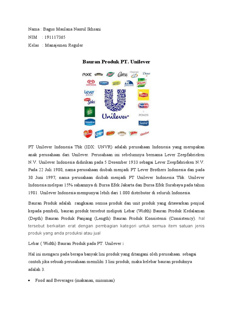 Bauran Produk PT. Unilever | PDF
