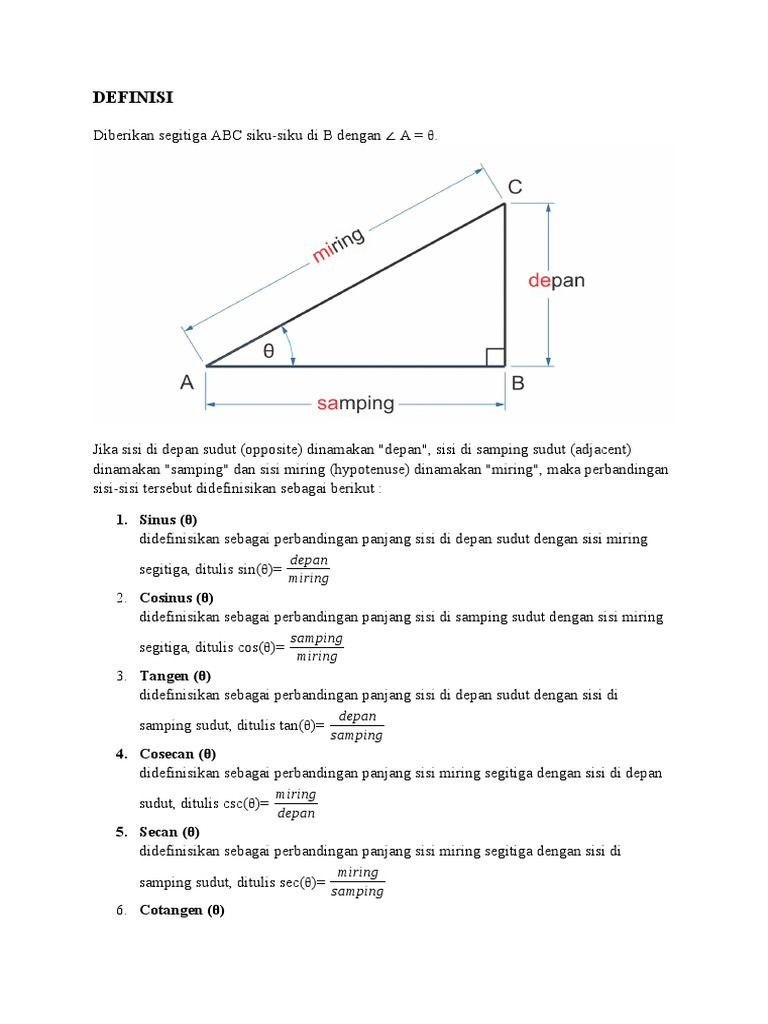 Definisi Perbandingan Trig | PDF