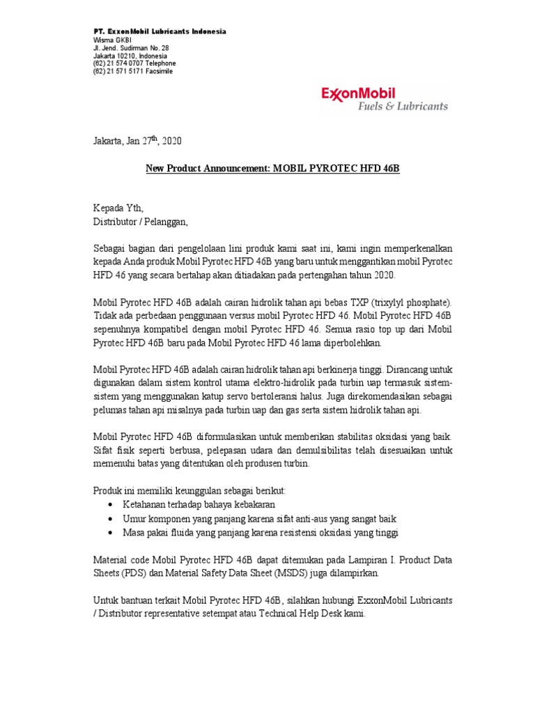 Pyrotec HFD 46B - Reformulation - Communication Letter For External ...