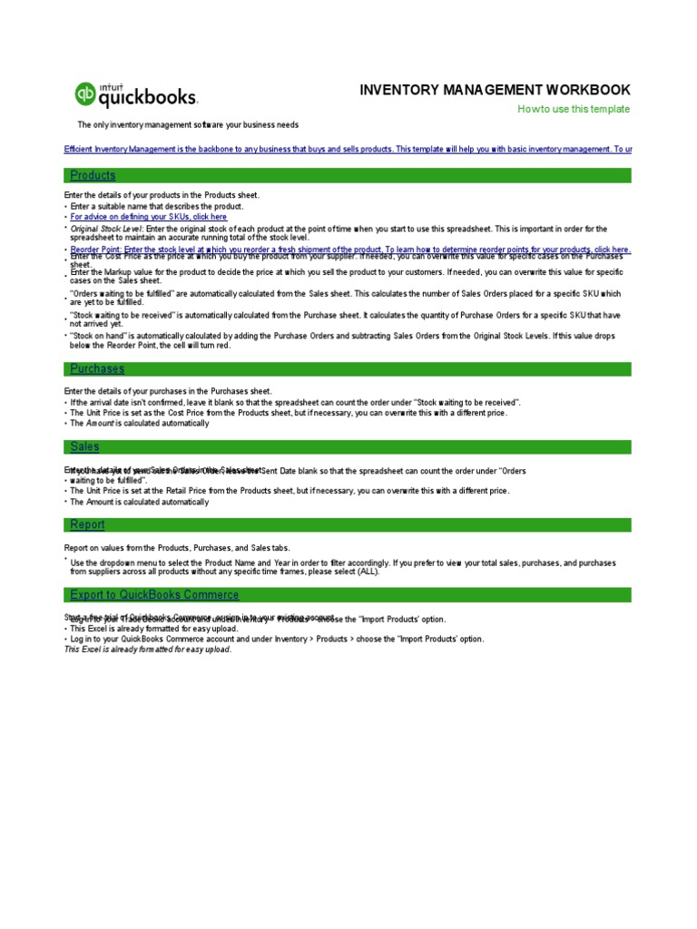 Qbo Inventory Management Excel Template | PDF | Inventory | Microsoft Excel