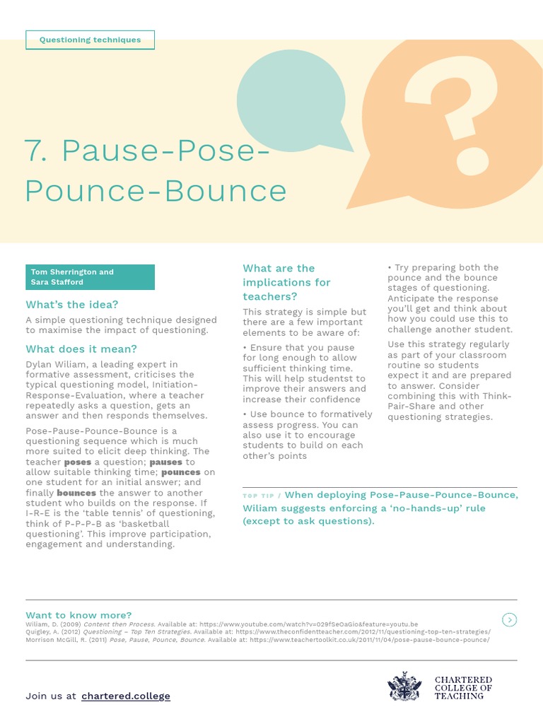 Pause-Pose-Pounce-Bounce: What Are The Implications For Teachers? | PDF ...