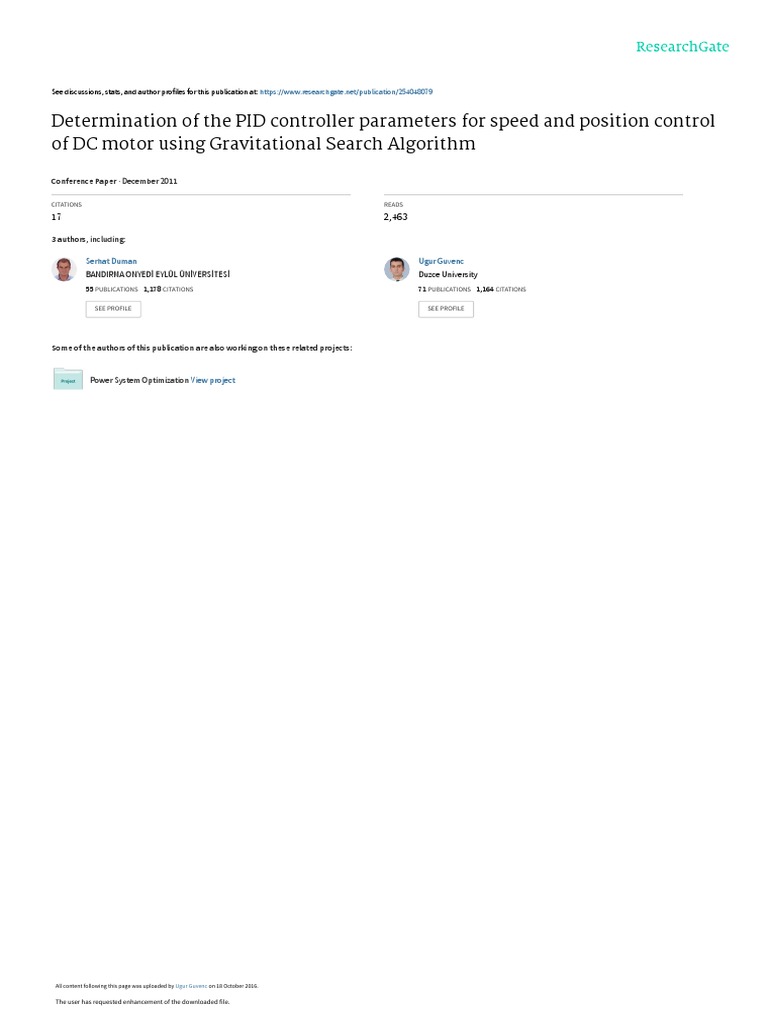 Determination of The PID Controller Parameters For Speed and Position Control of DC Motor Using ...