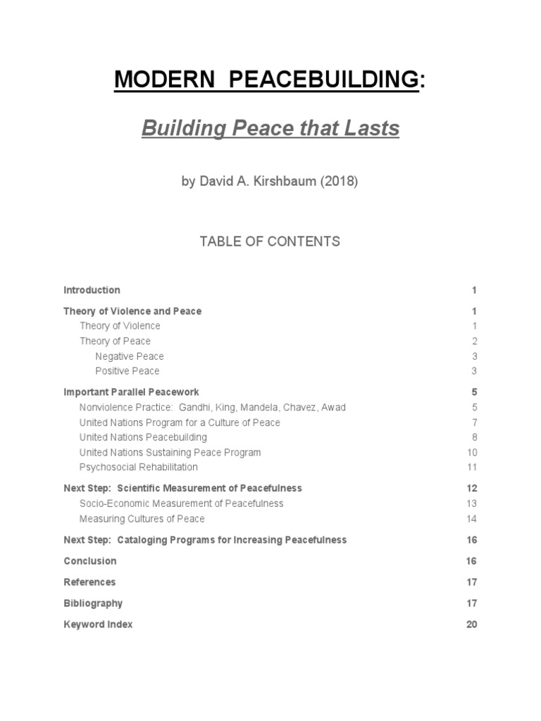 Summary - Peacebuilding & Nonviolence | PDF | Peacebuilding | Peace