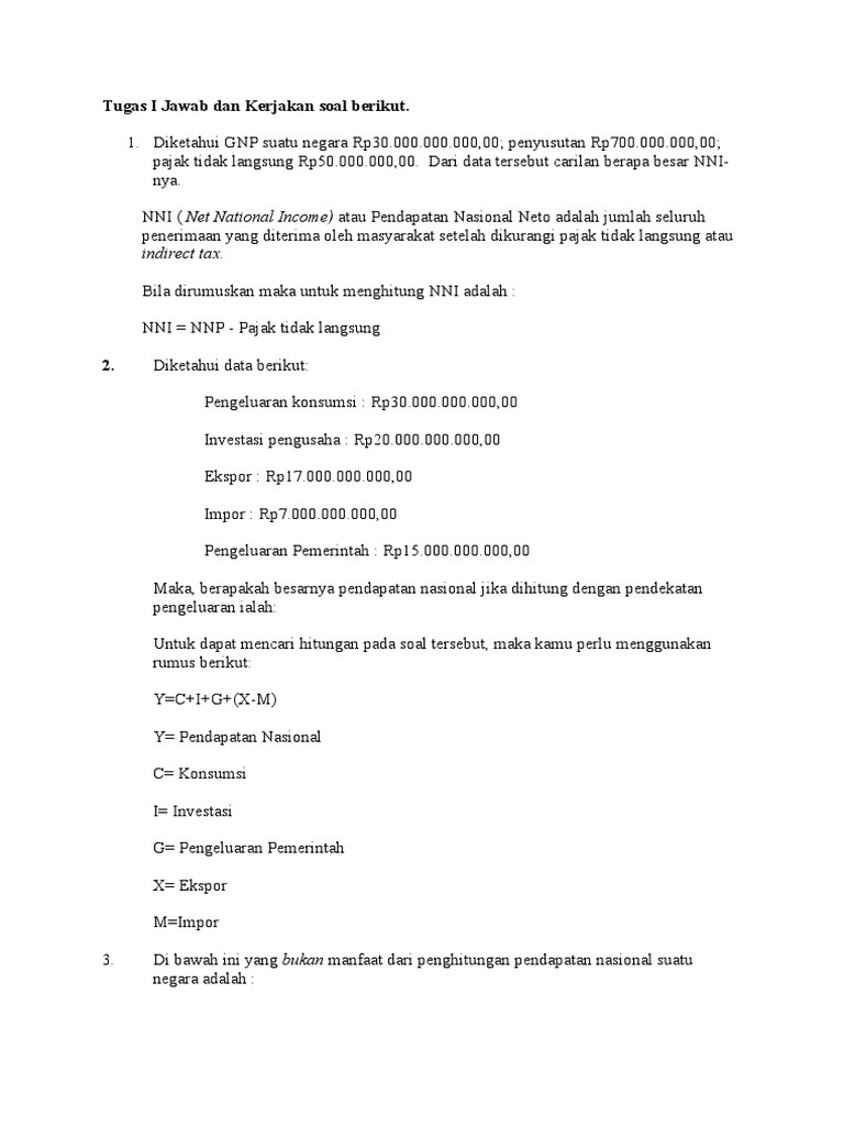 Hitung NNI dan Pendapatan Nasional | PDF | Pengelolaan Keuangan & Uang