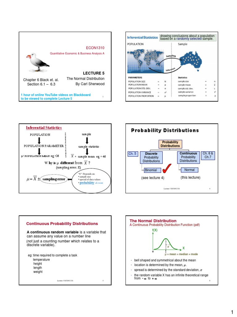 L5 Normal Distribution 1st Half of Lecture 6 Slides A Page | PDF ...