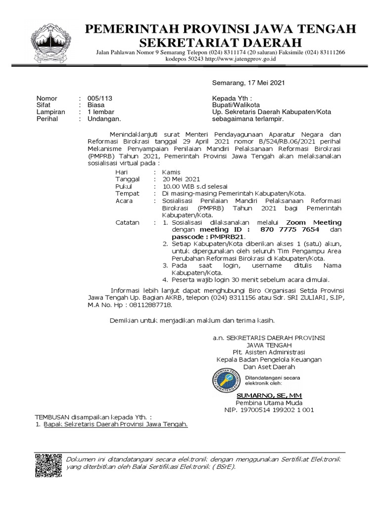 Surat Undangan PMPRB | PDF