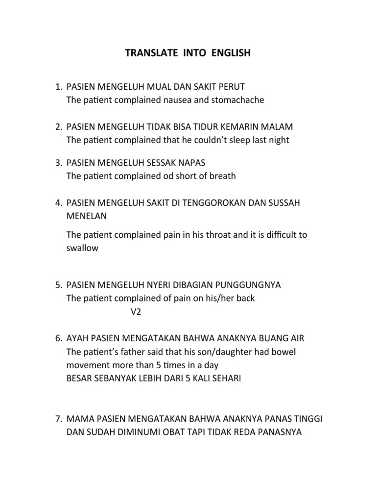 Translate Into English | PDF | Symptoms And Signs | Diseases And Disorders