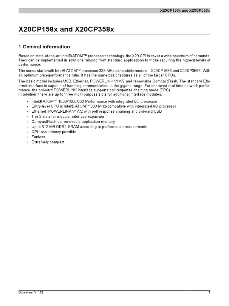 X20CP158x and X20CP358x: 1 General Information | PDF | Input/Output ...
