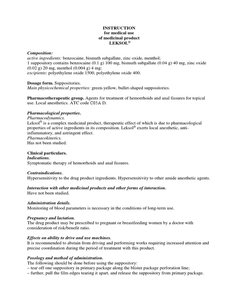 Leksol | PDF | Pharmacology | Medicinal Chemistry