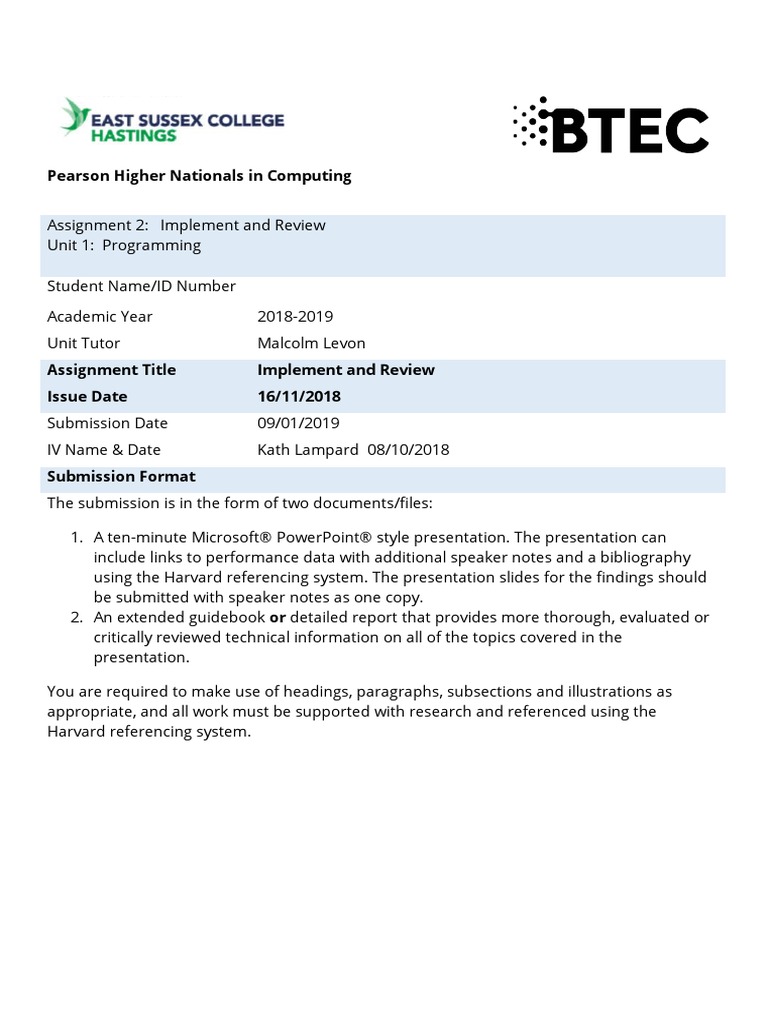 Unit 1 Programming Assignment 2 2018 19V1 | PDF | Integrated ...