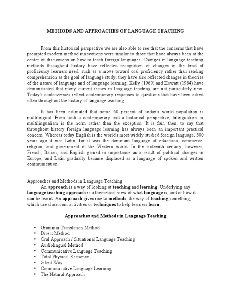 Methods and Approaches of Language Teaching | PDF | Language Education ...