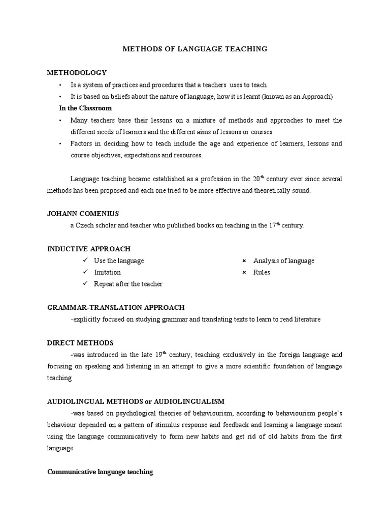 Methods of Language Teaching | PDF | Language Education | Teaching