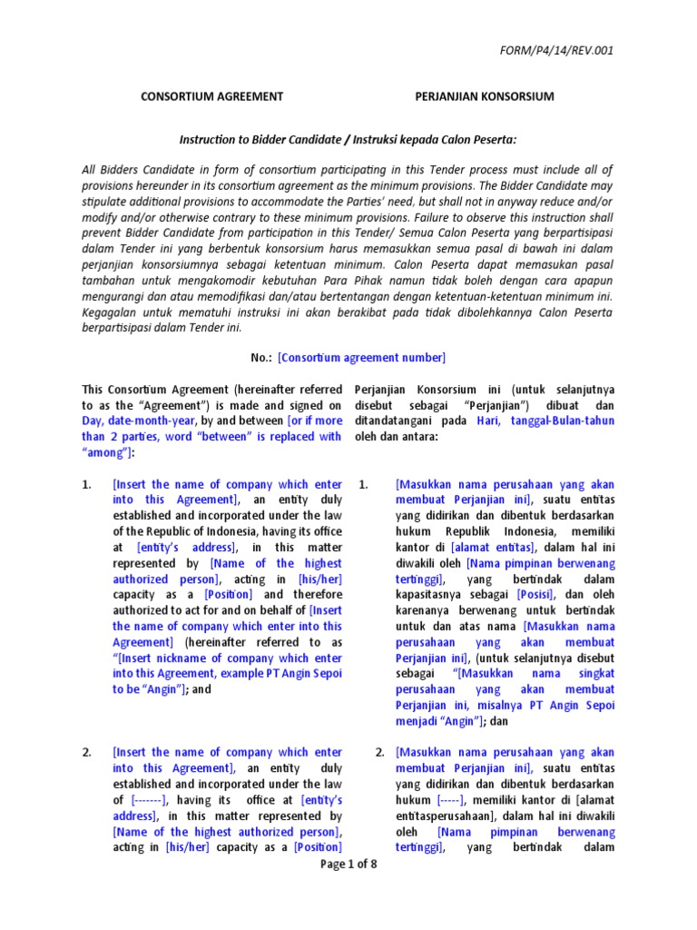 Draft Perjanjian Konsorsium | PDF