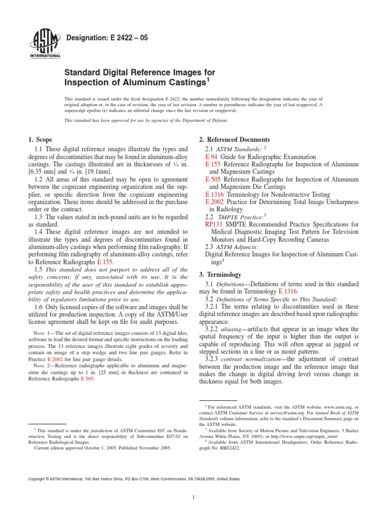 Astm e 2422 | PDF | Image Resolution | Casting (Metalworking)