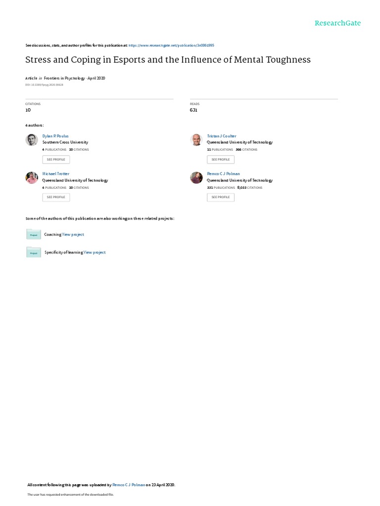 Stress and Coping in Esports and The Influence of Mental Toughness ...