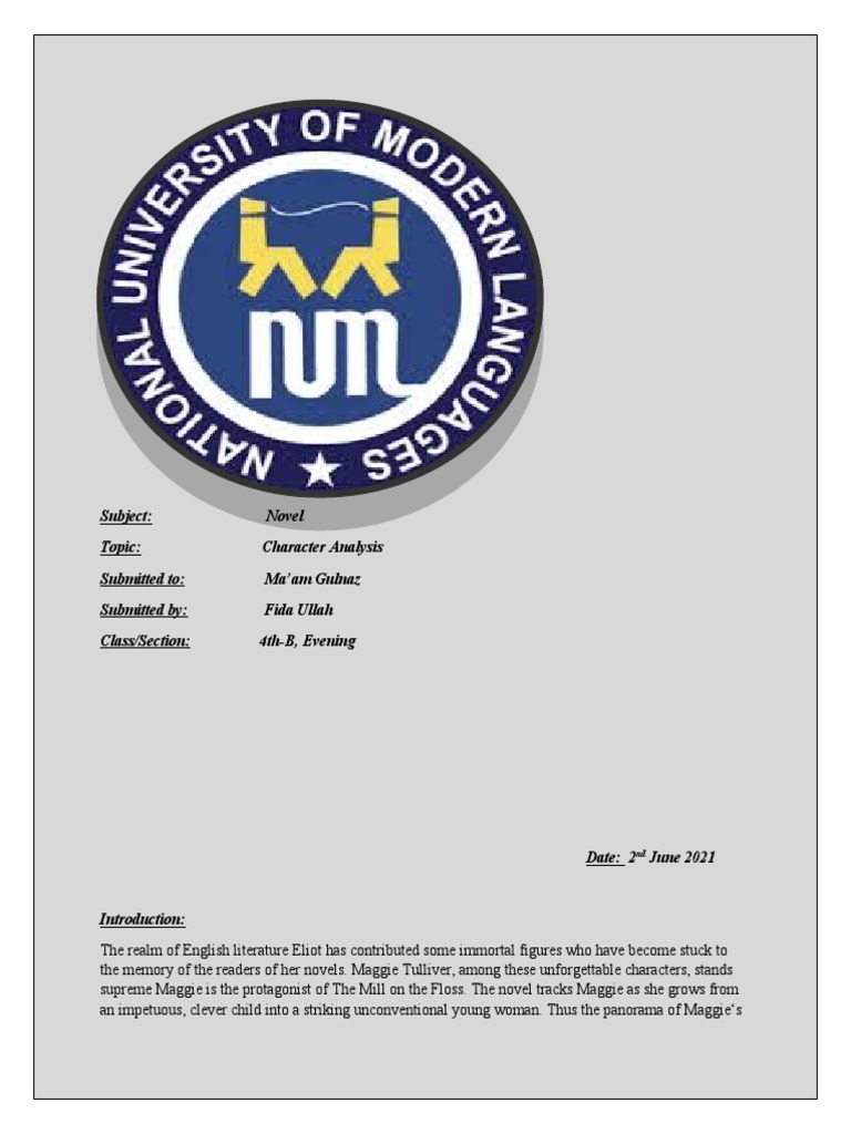 Novel Assignment. | PDF | The Mill On The Floss