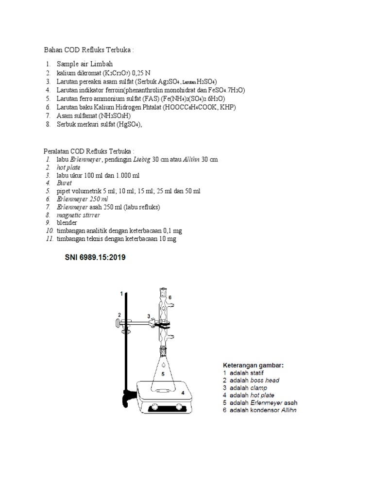 Alat dan Bahan Refluks COD Laboratorium | PDF | Sains & Matematika
