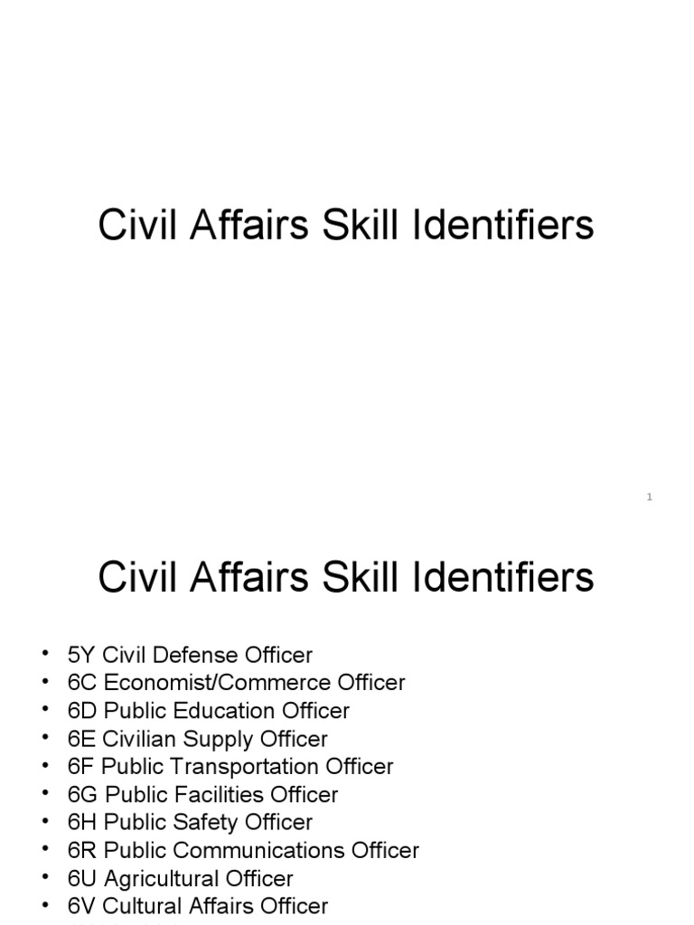 Civil Affairs Skill Identifiers | PDF | United States Army Reserve ...