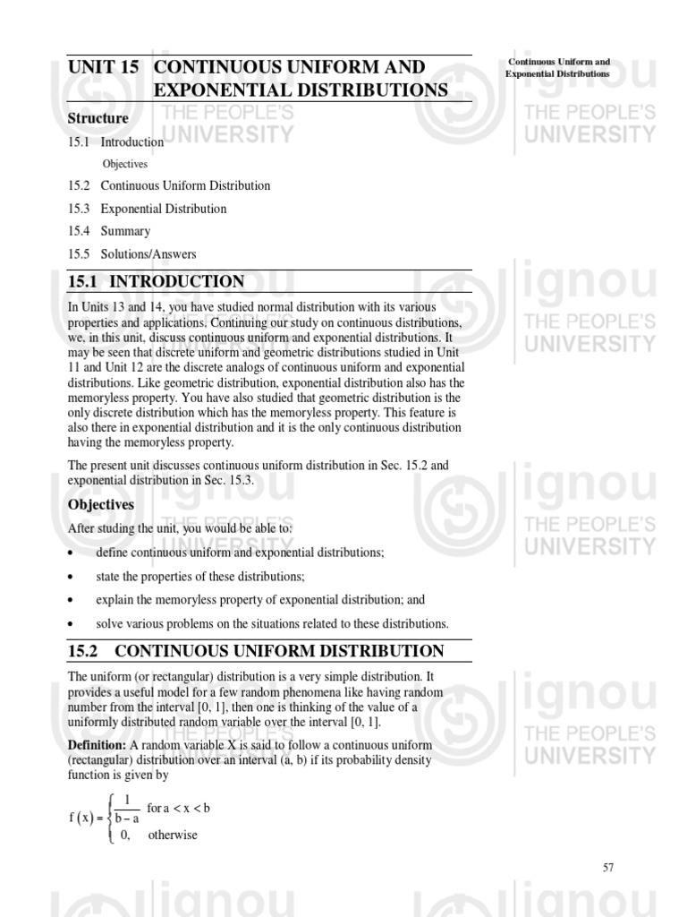 Continuous Uniform and Exponential Distributions Explained | PDF | Probability Distribution ...