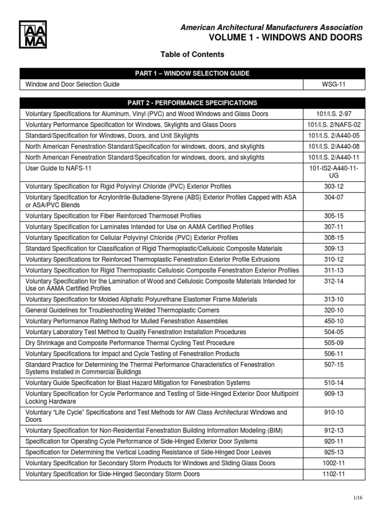 AAMA Standards - Windows & Doors | PDF | Window | Wall