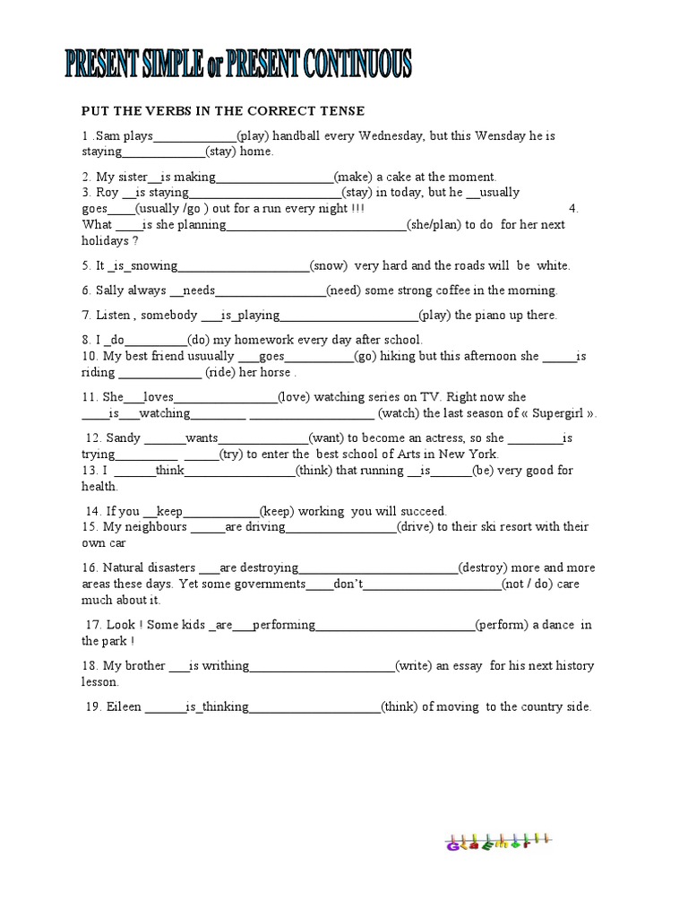 Present Simple Vs Present Continuous With Key Grammar Drills 105427 | PDF