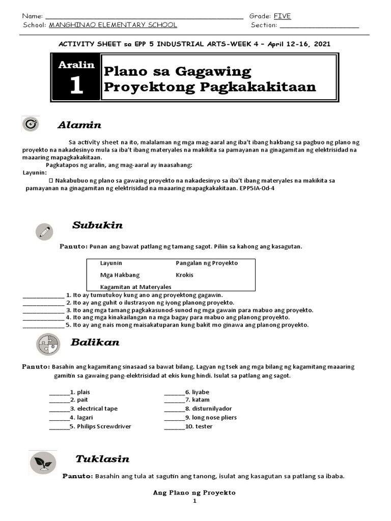 Activity Sheet Epp Ia Week4 | PDF
