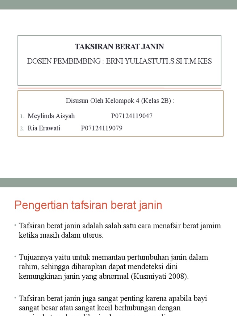 Rumus Taksiran Berat Janin dan Metode | PDF