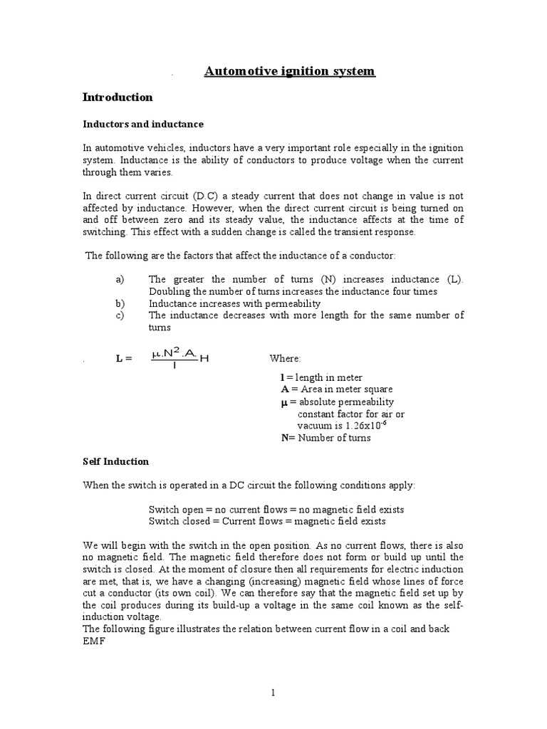 Automotive Ignition System: Inductors and Inductance | PDF | Ignition ...