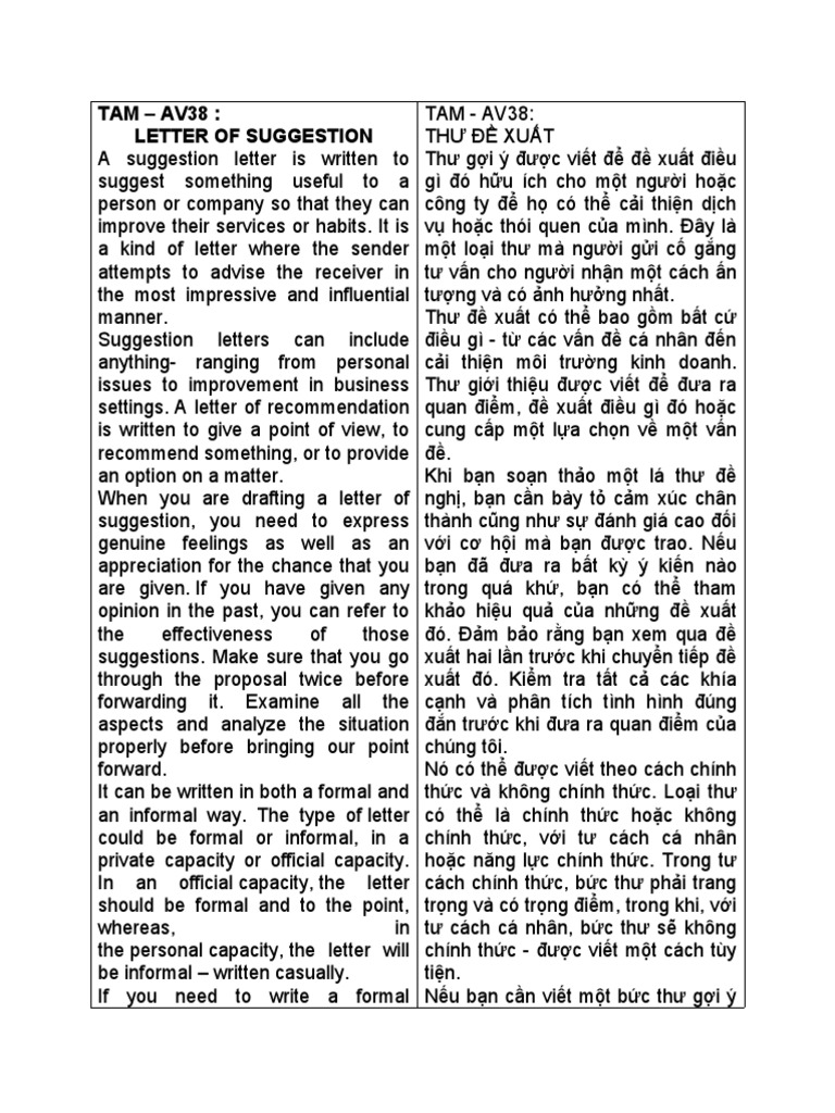 Letter of Suggestion or Advice | PDF