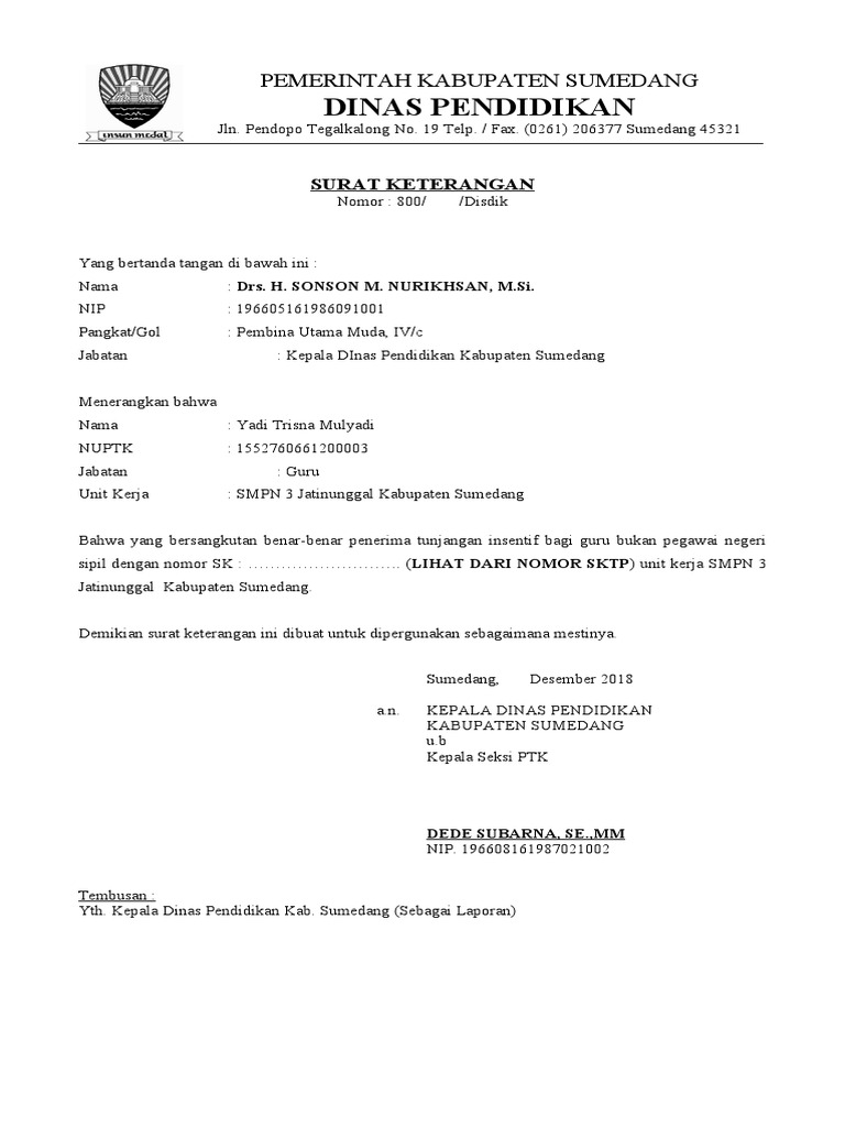 Contoh Surat Insentif | PDF