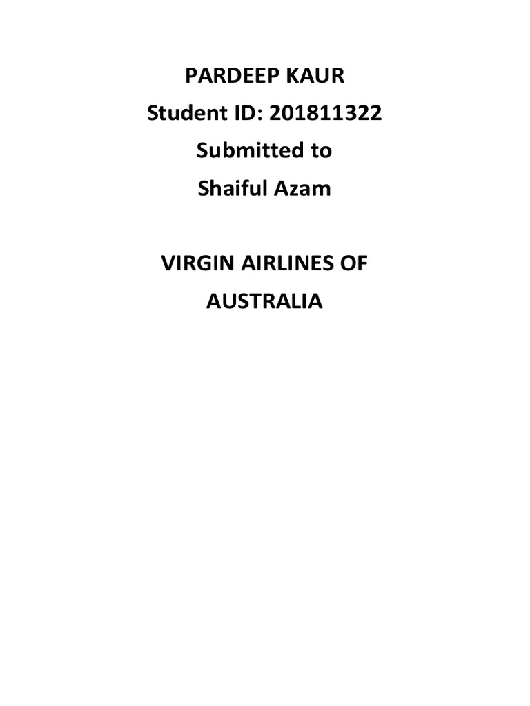 Pardeep Kaur Student ID: 201811322 Submitted To Shaiful Azam | PDF | Airlines | Revenue