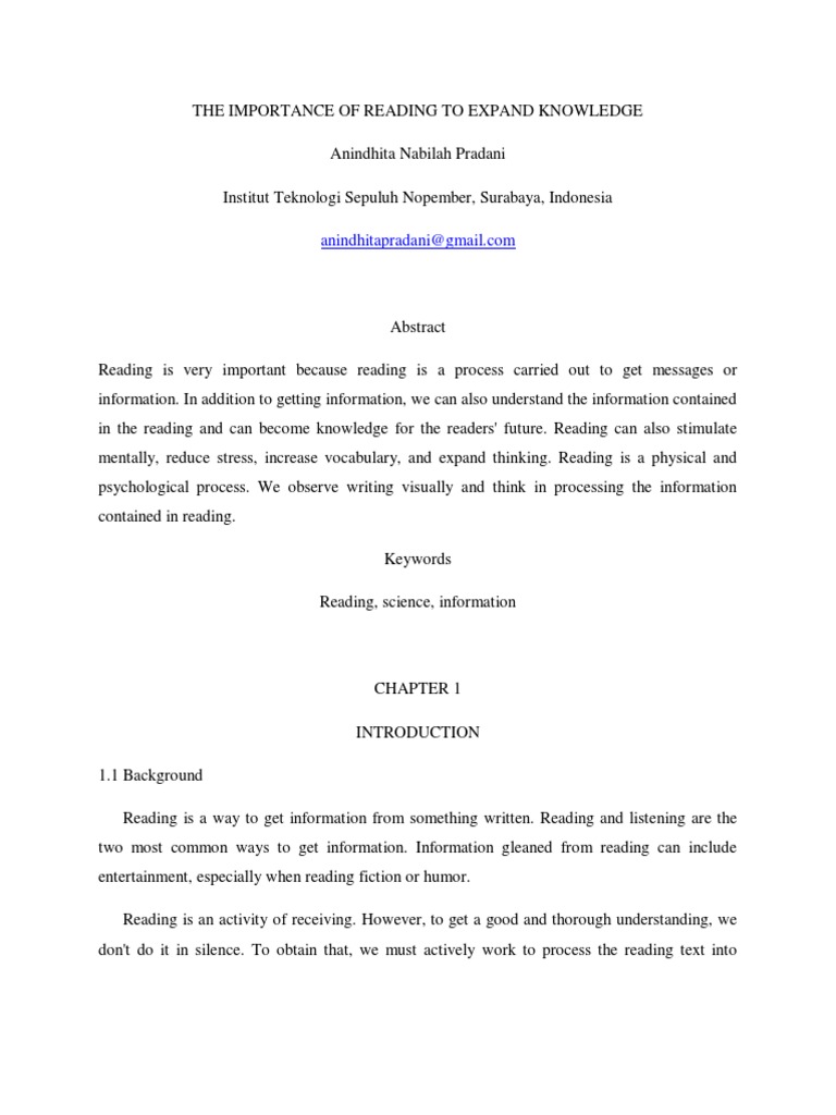 The Importance of Reading To Expand Knowledge | PDF | Science | Knowledge