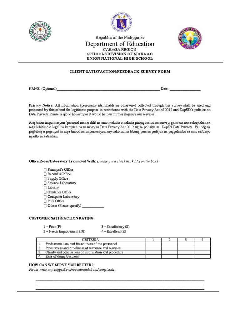 Department of Education: Schools Division of Siargao Union National ...
