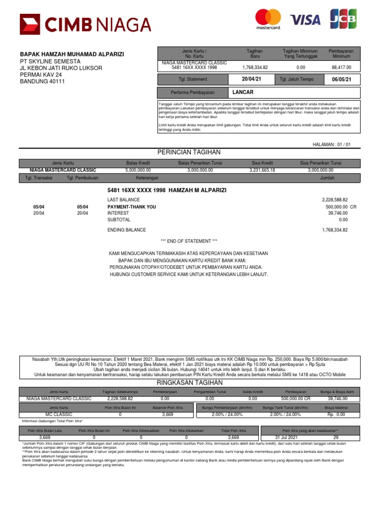 CC Statement Template Konvensional 20210420 0229820080 Unlocked | PDF